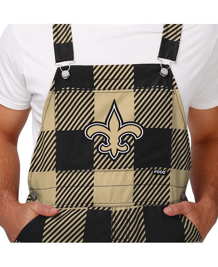 FOCO Men's Black New Orleans Saints Big Logo Plaid Overalls - Macy's