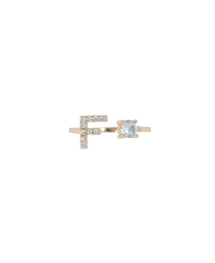 KC Chic Designs Crystal Initial Adjustable Gold-Tone Ring - Macy's