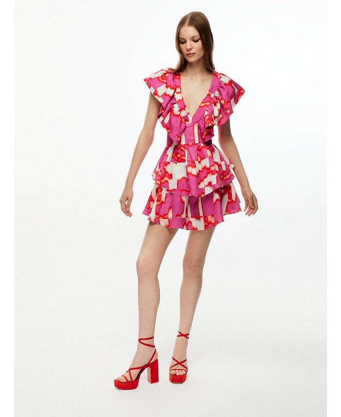 Nocturne Womens Flowy Printed Mini Dress Macys