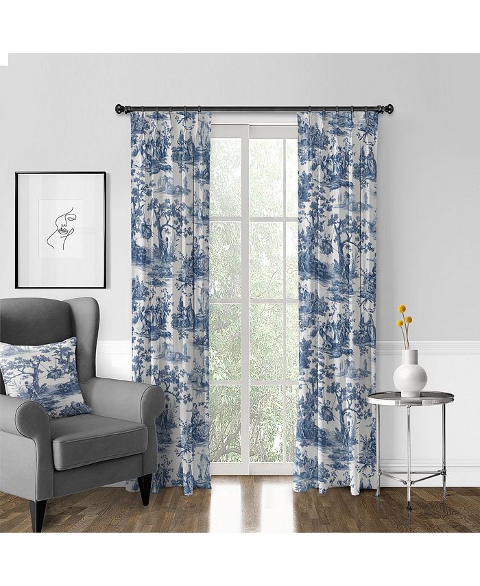 6ix Tailors Fine Linens Malaika Blue Pinch Pleat Drapery Panel - Pair ...