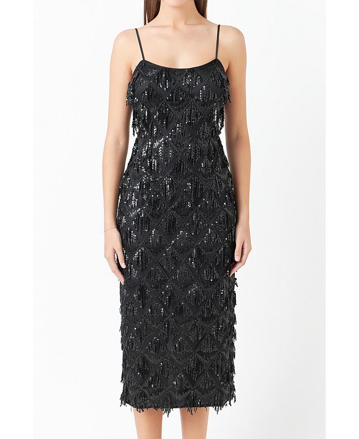 endless rose Women's Diagonal Sequins Slip Dress - Macy's
