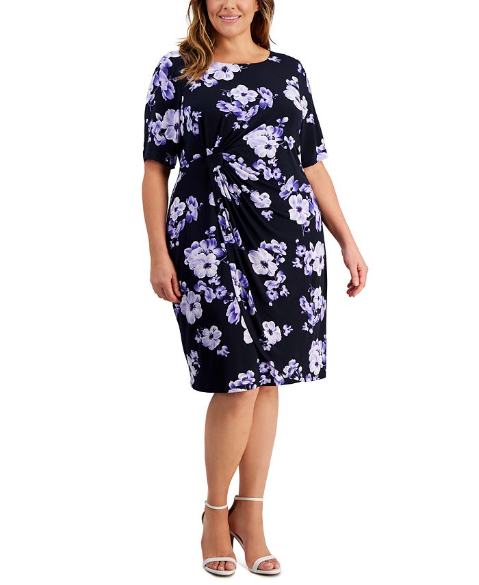 Connected Plus Size Floral Print Faux Wrap Dress Macys