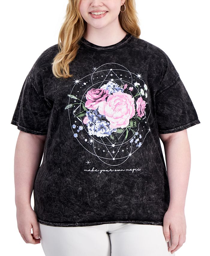 Rebellious One Women's Cotton Rose Crewneck Tee - Macy's