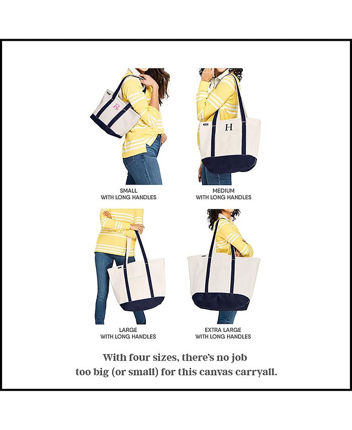 Lands' End Medium Solid Color 5 Pocket Zip Top Long Handle Canvas Tote ...