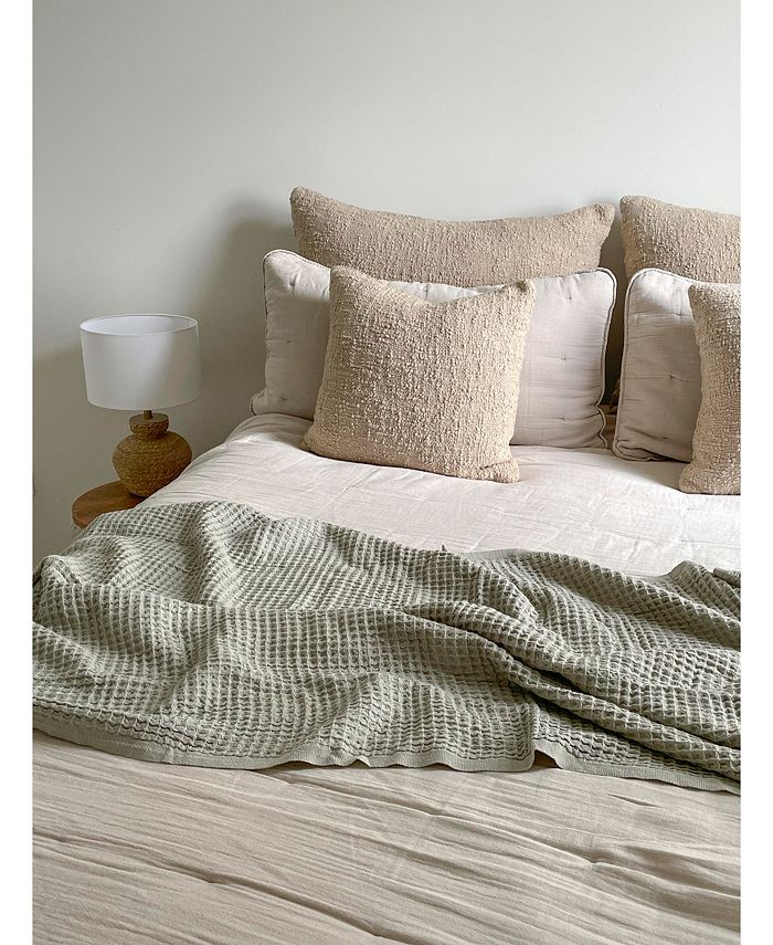 Anaya Home Cozy Cotton Beige Boucle Down Alternative Dutch Euro Pillow ...