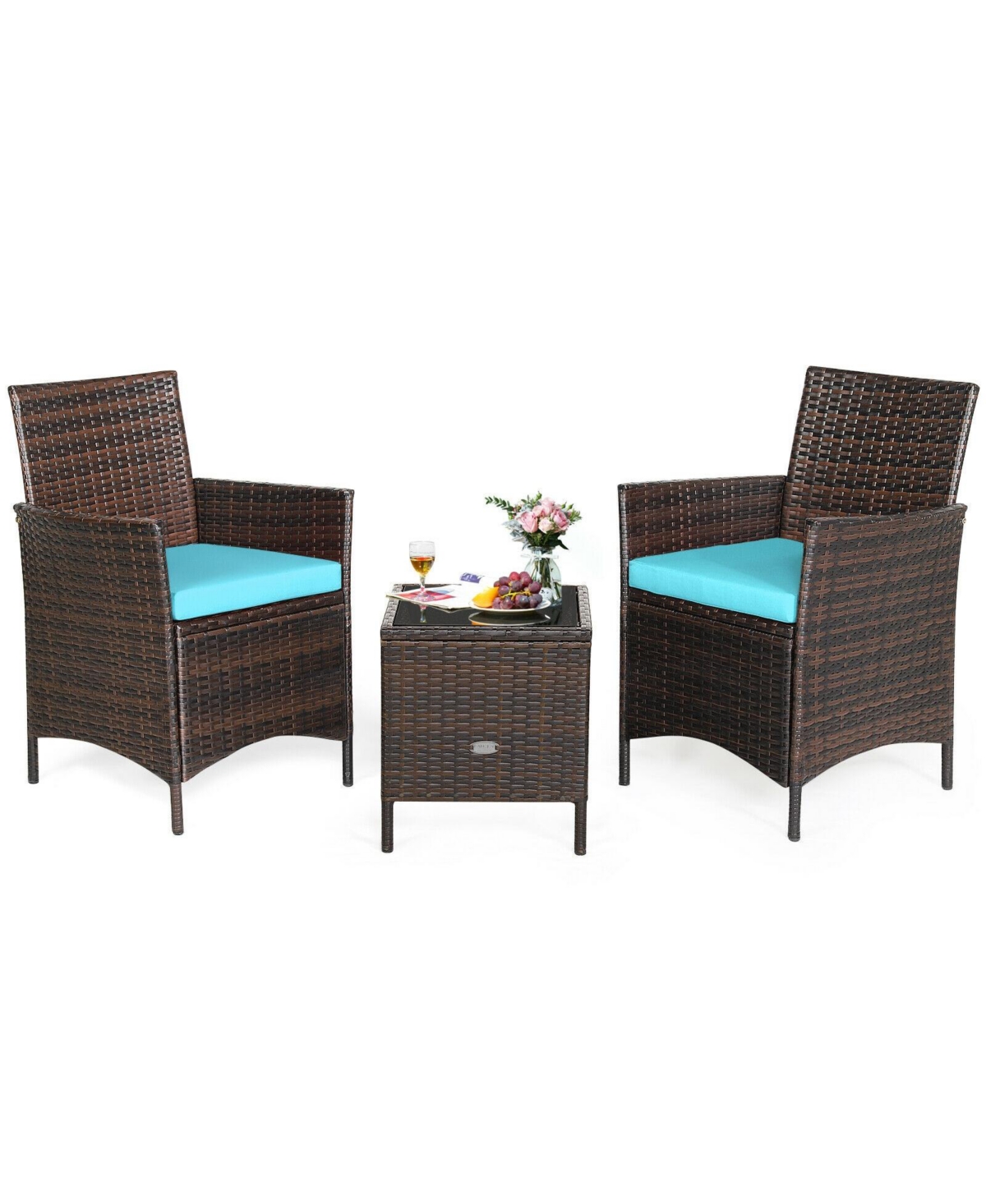 Click here for Sugift 3 Pieces Patio Cushioned Rattan Conversatio... prices
