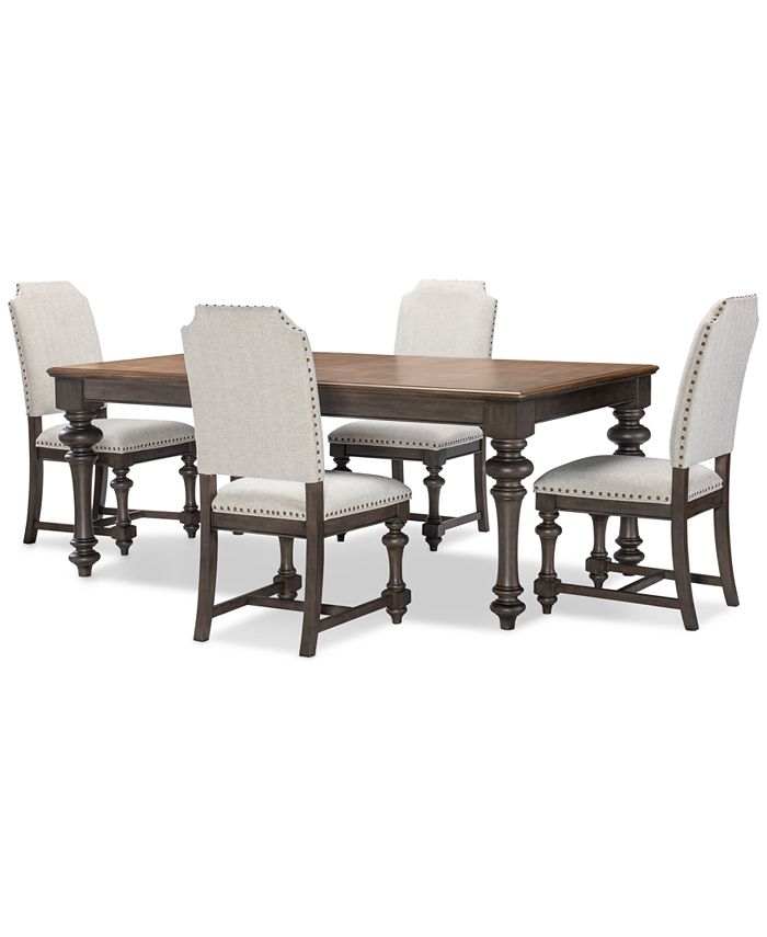 Furniture Mandeville 5pc Dining Set (Rectangular Table + 4 Upholstered ... Furniture Mandeville 5pc Dining Set (Rectangular Table + 4 Upholstered ...