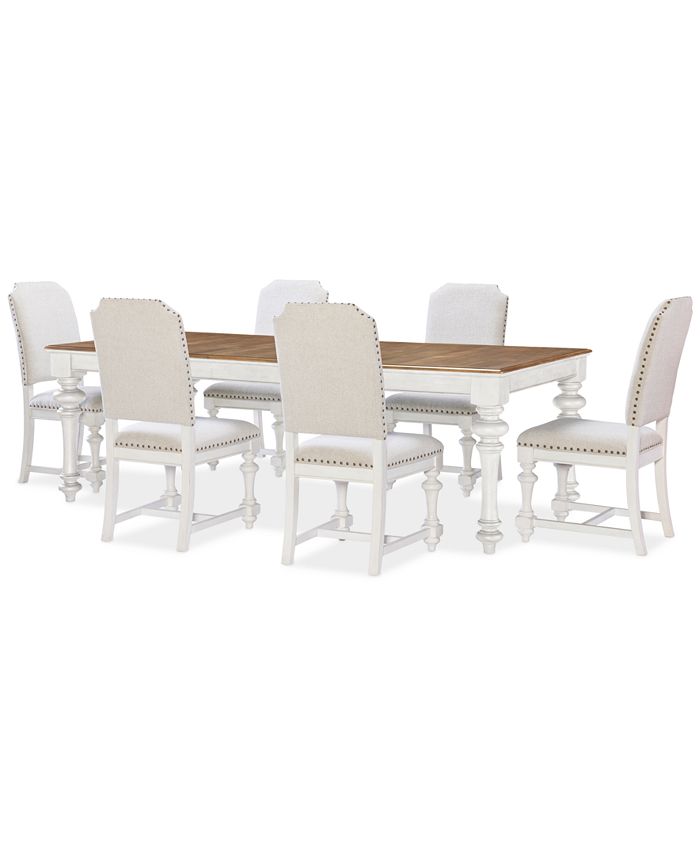 Furniture Mandeville 7pc Dining Set (Rectangular Table + 6 Upholstered ... Furniture Mandeville 7pc Dining Set (Rectangular Table + 6 Upholstered ...