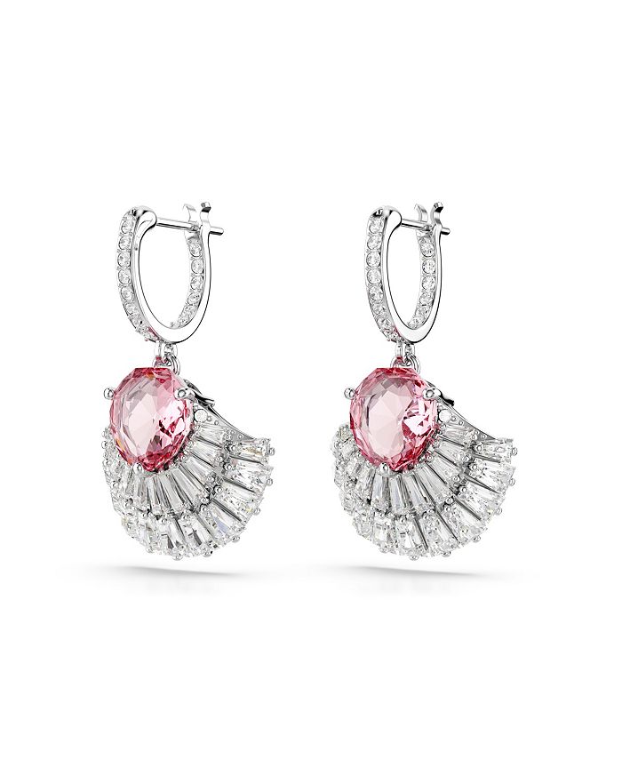 Swarovski Shell, Pink, Rhodium Plated Idyllia Drop Earrings - Macy's