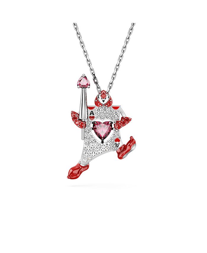 Swarovski Playing Card, Red, Rhodium Plated Alice In Wonderland Pendant ...