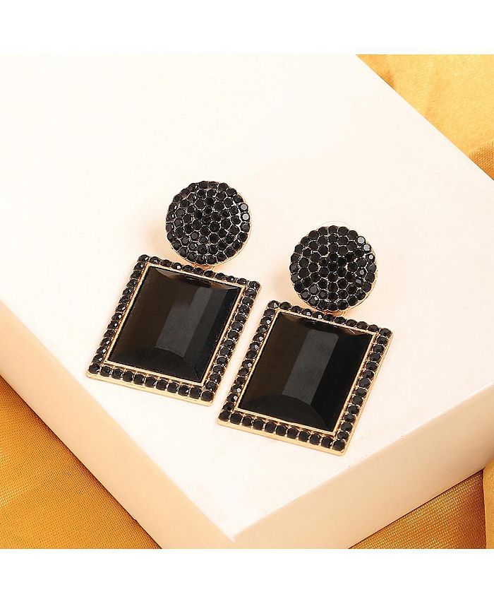 SOHI Women's Black Embellished Geometric Drop Earrings - Macy's