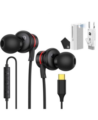 USB Type C Earphones Wired Ear buds Magnetic Noise Canceling in-Ear ...