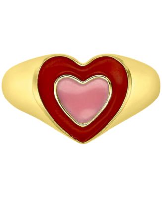 Red & Pink Enamel Heart Ring in 14k Gold-Plated Sterling Silver - Macy's