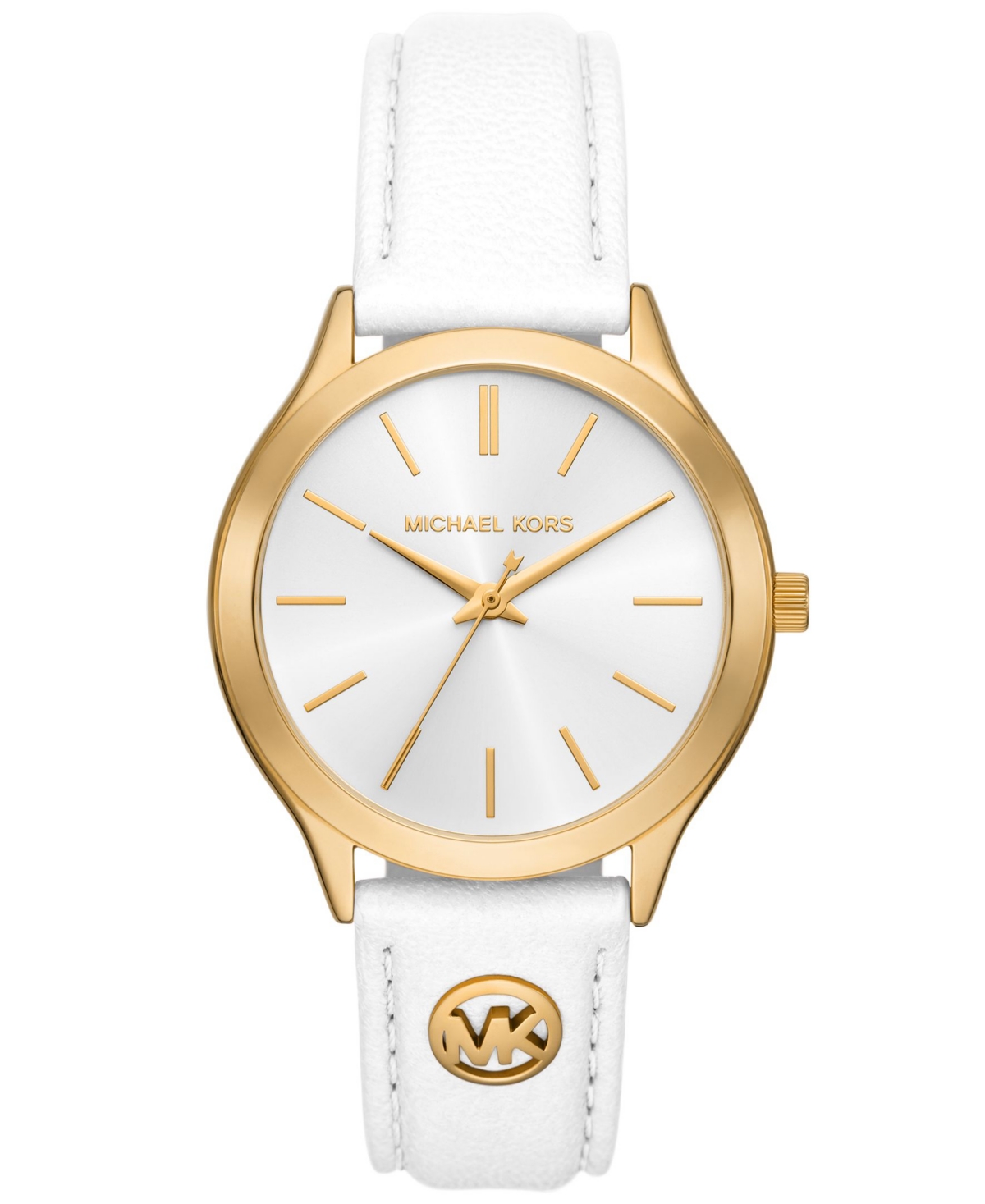Michael Kors Womens Slim Runway Three-Hand White Leather Watch 38mm