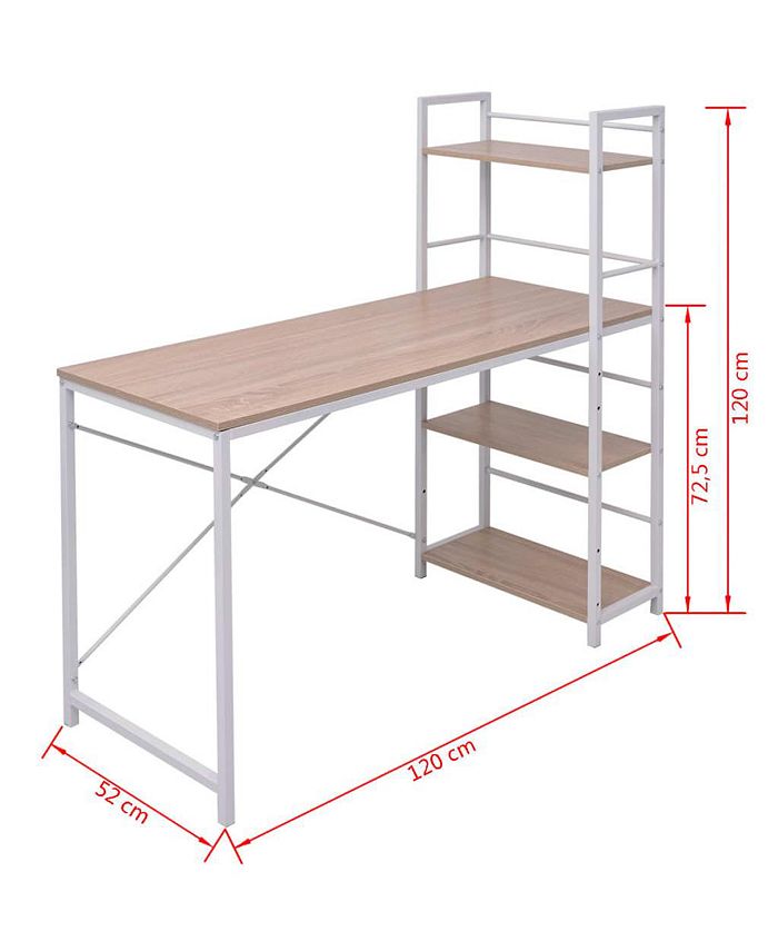 vidaXL Desk with 4-Tier Bookcase Oak - Macy's