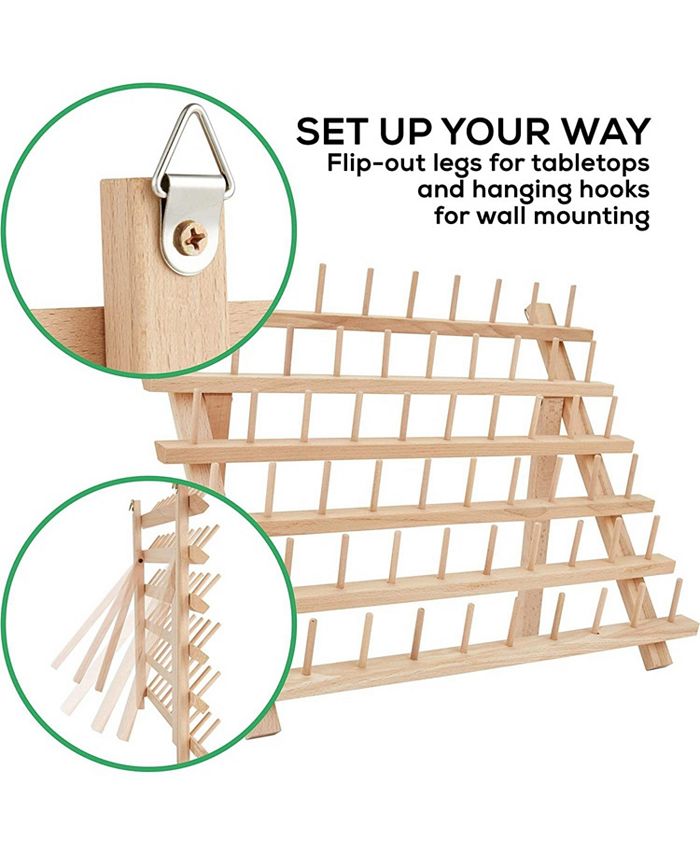 Jumbl 60-Spool Wooden Thread Holder with Hanging Hooks - Macy's