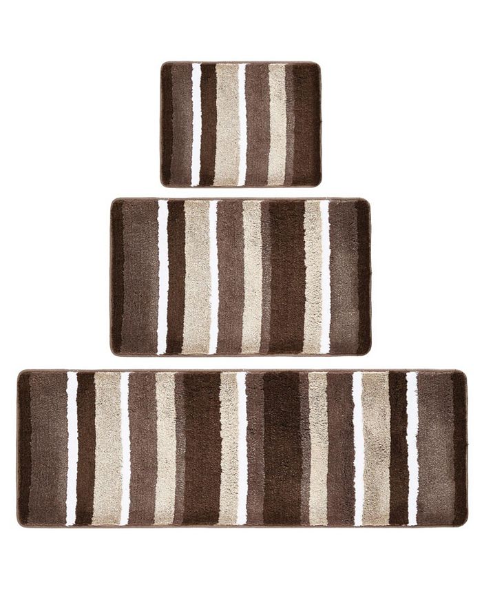 mDesign Microfiber Bath Mat Rugs/Runner, Striped Print, Set of 3 - Macy's