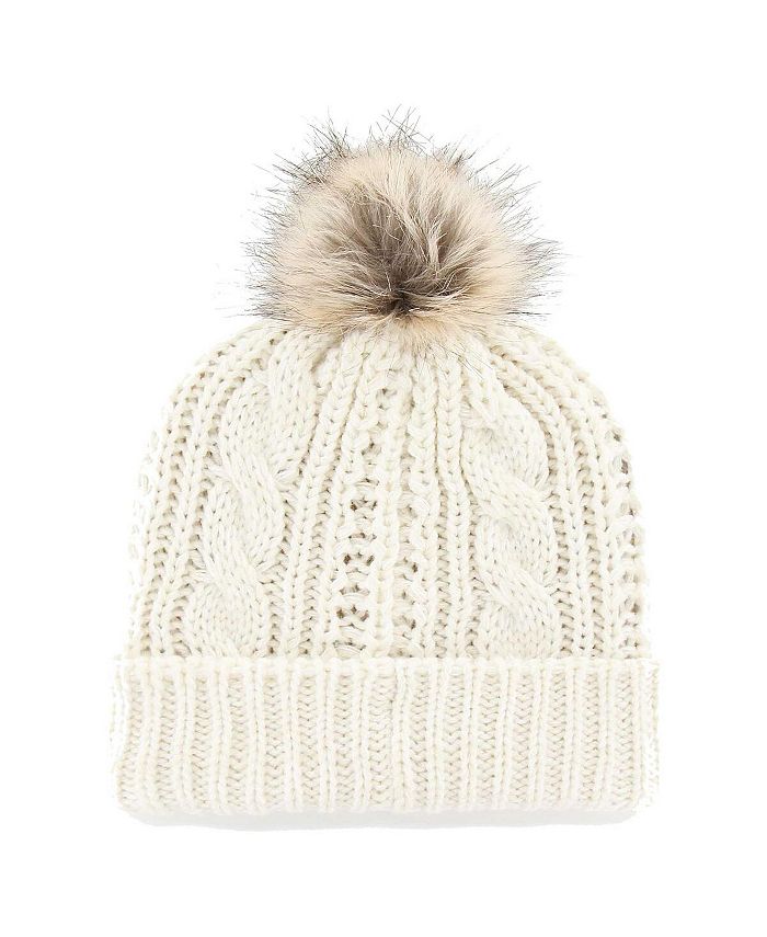 '47 Brand Women's Cream New York Jets Meeko Cuffed Knit Hat with Pom ...