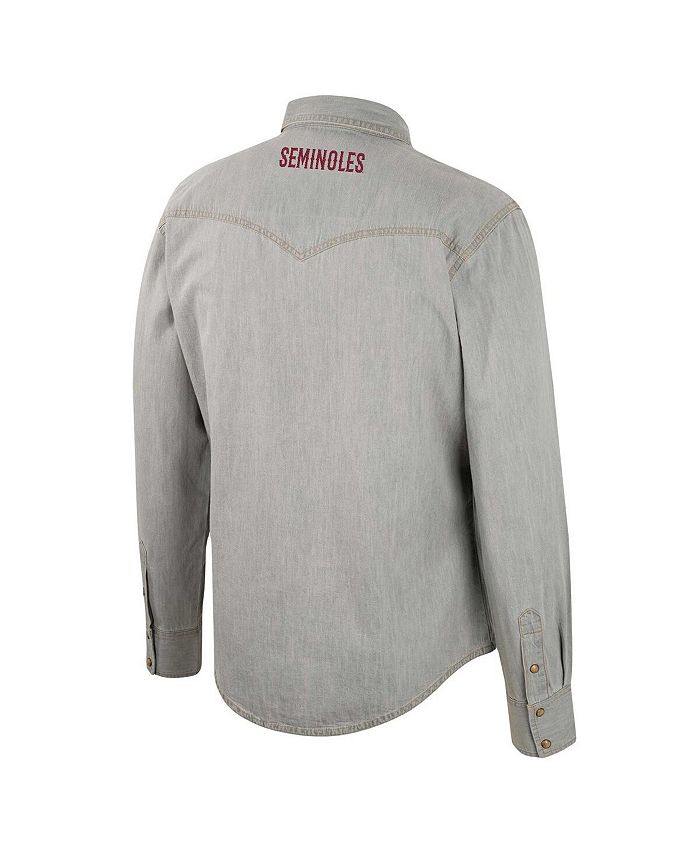 Colosseum Men's x Wrangler Gray Florida State Seminoles Cowboy Cut Western Full-Snap Long Sleeve ...