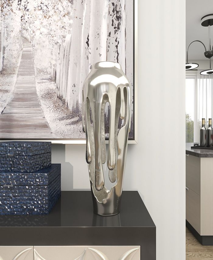 Rosemary Lane Aluminum Drip Vase with Melting Designed Body, 8" x 8" x ...