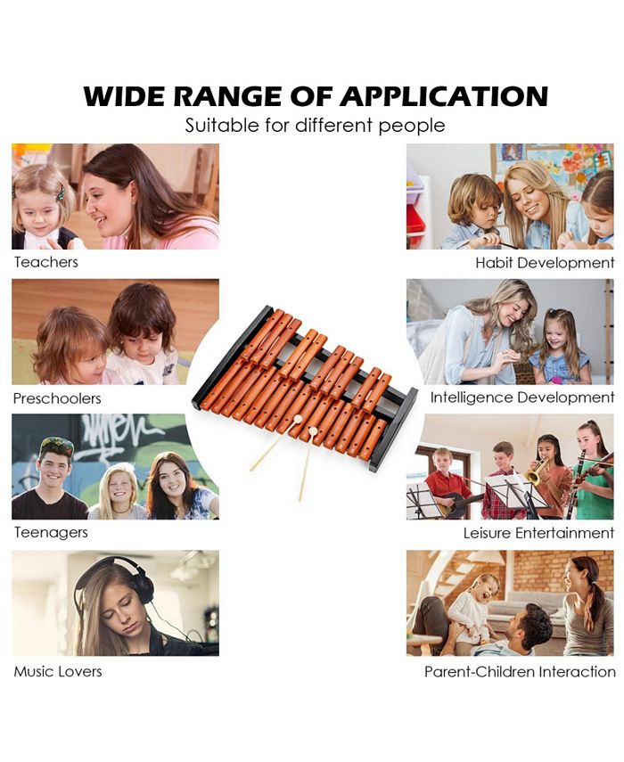 SUGIFT 25 Notes Xylophone Wooden Percussion Educational Instrument with ...