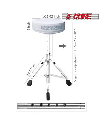 5 Core Drum Throne Height Adjustable Guitar Stool Thick Padded Memory ...