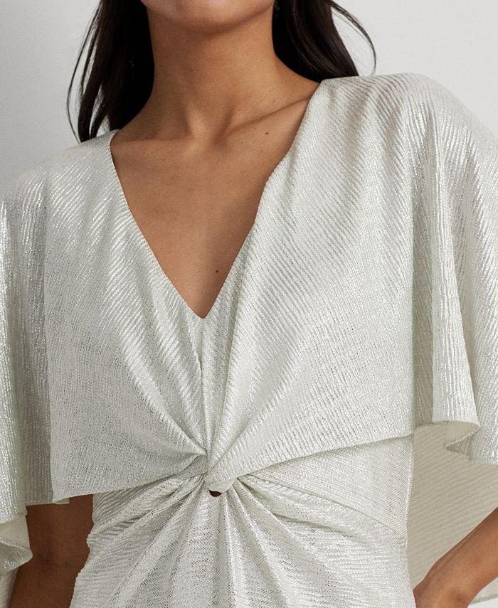 Lauren Ralph Lauren Women's Twisted Metallic Cape Gown - Macy's