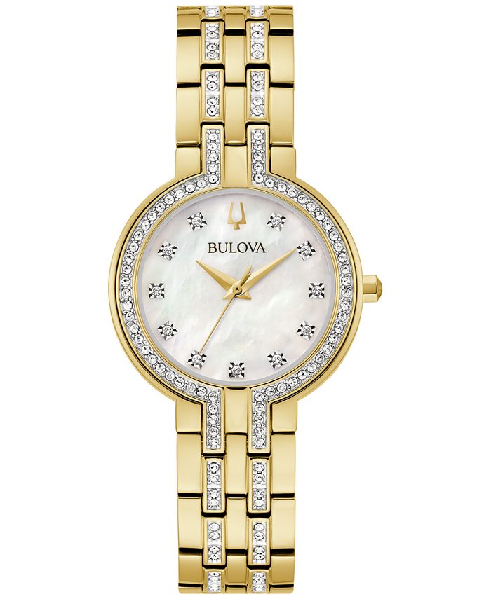 Bulova Women's Classic Crystal Gold-Tone Stainless Steel Bracelet Watch ...