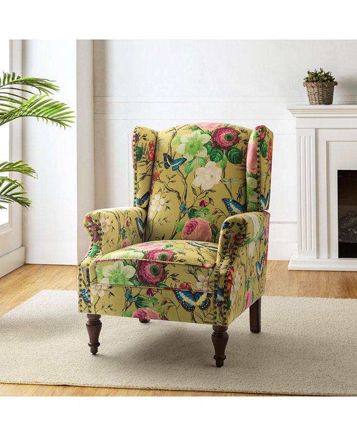 Hulala Home Millicent Upholstered Wingback Armchair with Nailhead Trim ...