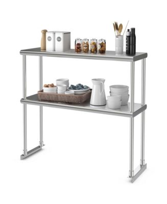 36'' 2-Tier Over shelf for Prep & Worktable Stainless Steel Adjustable ...