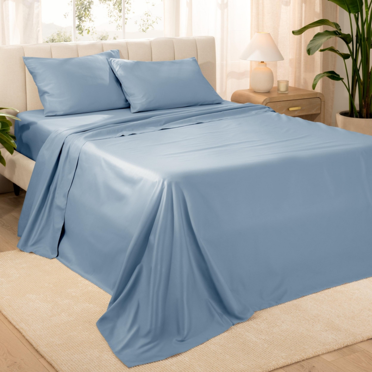 Click here for Bare Home Sateen Sheet Set - Dusty blue prices