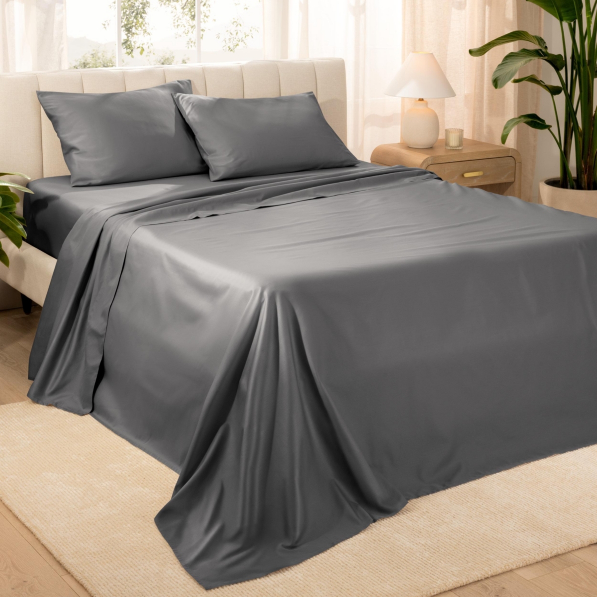 Click here for Bare Home Sateen Sheet Set - Grey prices