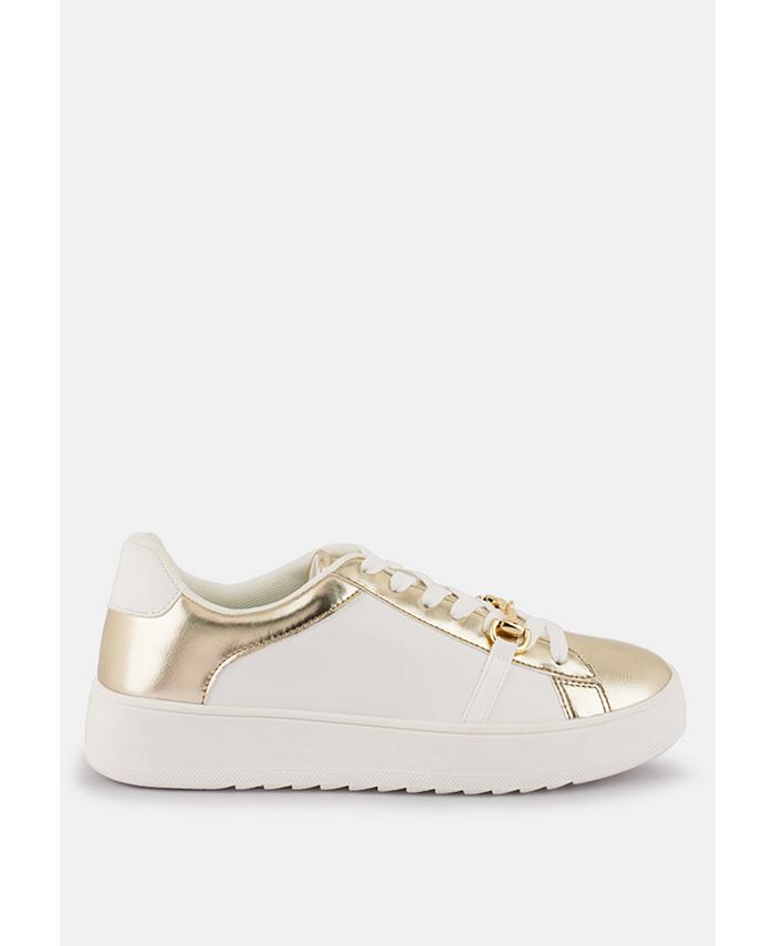 London Rag Women Nemo Contrasting Metallic Faux Leather Sneakers - Macy's