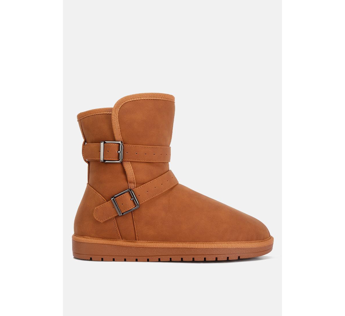 Click here for Womens basil buckle strap detail boots - Tan prices