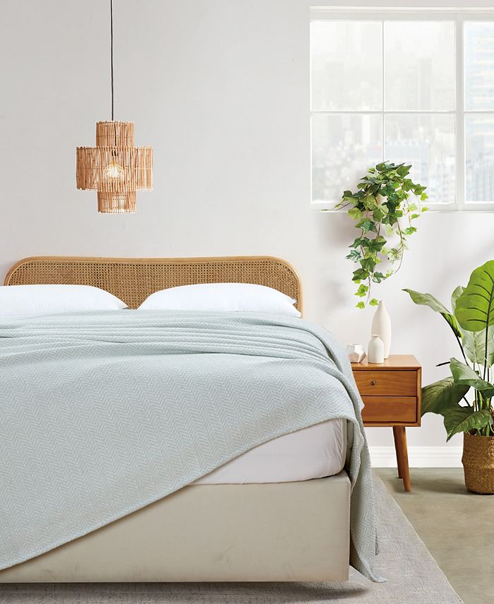 MELANGE HOME Herringbone Cotton Blanket, Full/Queen - Macy's