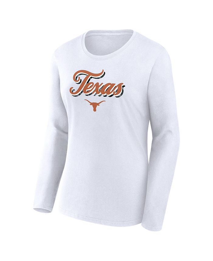 Fanatics Women's White Texas Longhorns Double Team Script Long Sleeve T ...