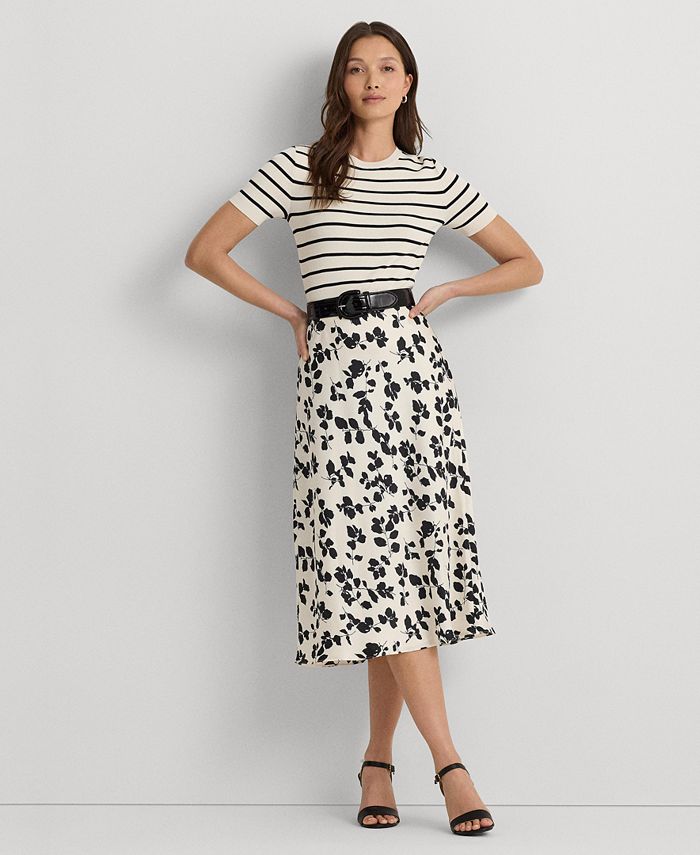 Lauren Ralph Lauren Women's Printed Satin Midi Skirt - Macy's