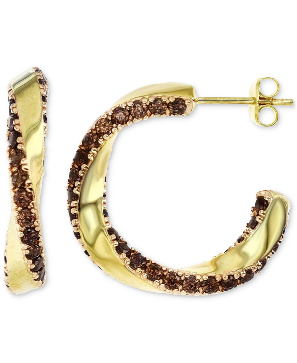Click here for Cubic Zirconia Smoky Twist Small Hoop Earrings in... prices