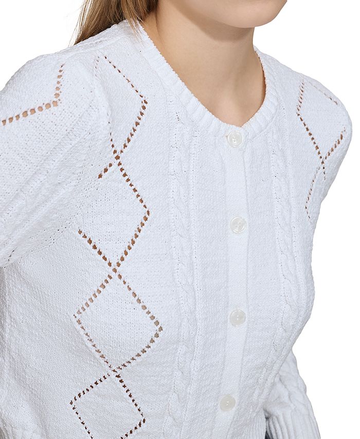 DKNY Jeans Women's Diamond-Shaped Pointelle Cardigan - Macy's