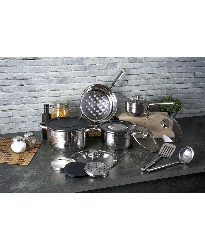 Berlinger Haus 15-Piece Stainless Steel Cookware Set Blauman Collection ...
