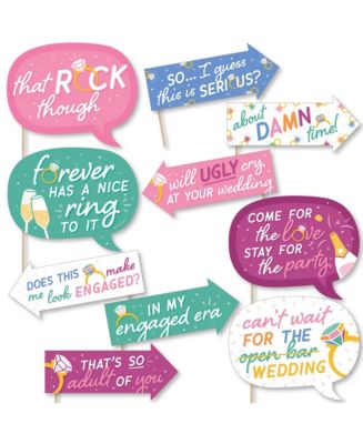 Funny Just Engaged - Colorful - Engagement Party Photo Booth Props Kit ...