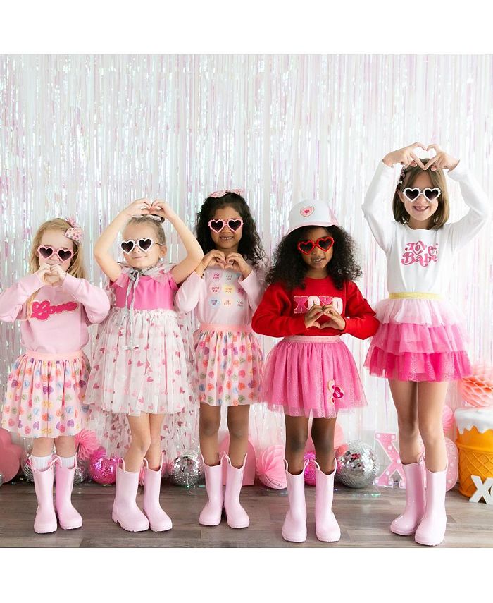 Sweet Wink Little and Big Girls Glitter Heart Short Sleeve Tutu Dress ...