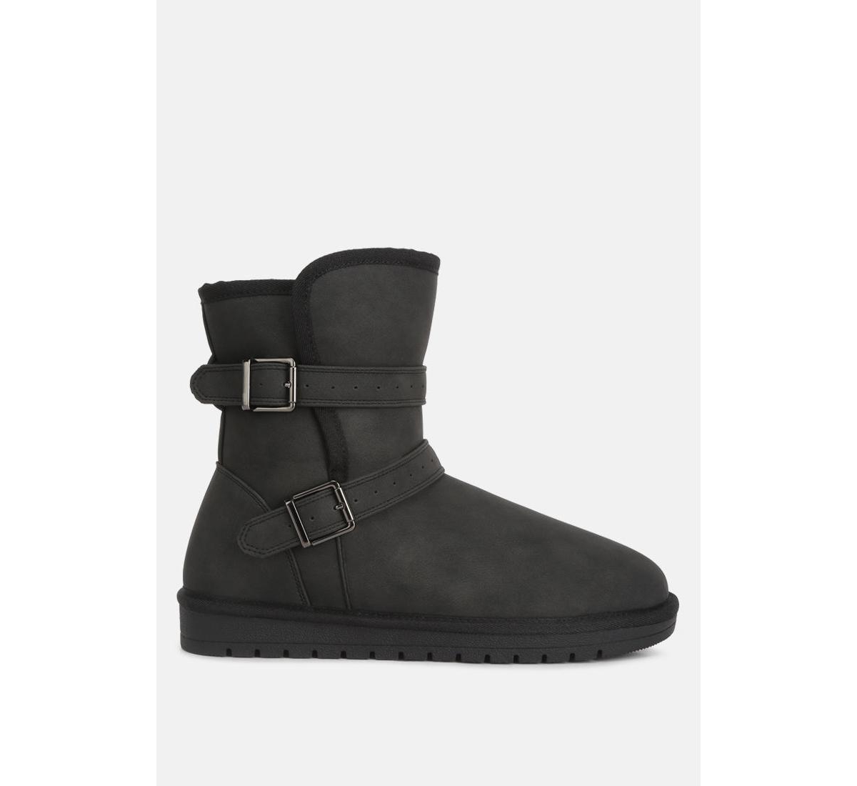 Click here for Womens basil buckle strap detail boots - Black prices
