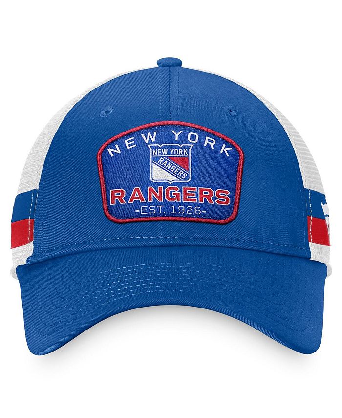 Fanatics Men's Blue, White New York Rangers Fundamental Striped Trucker ...