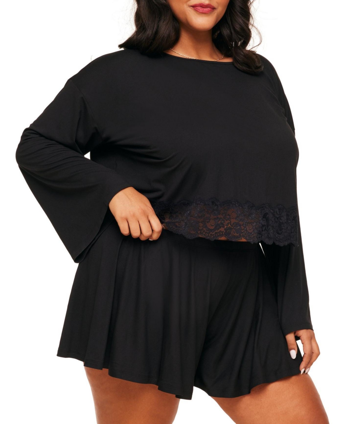 Click here for Adore Me Plus Size Ande Knit Pajama Set - Black prices