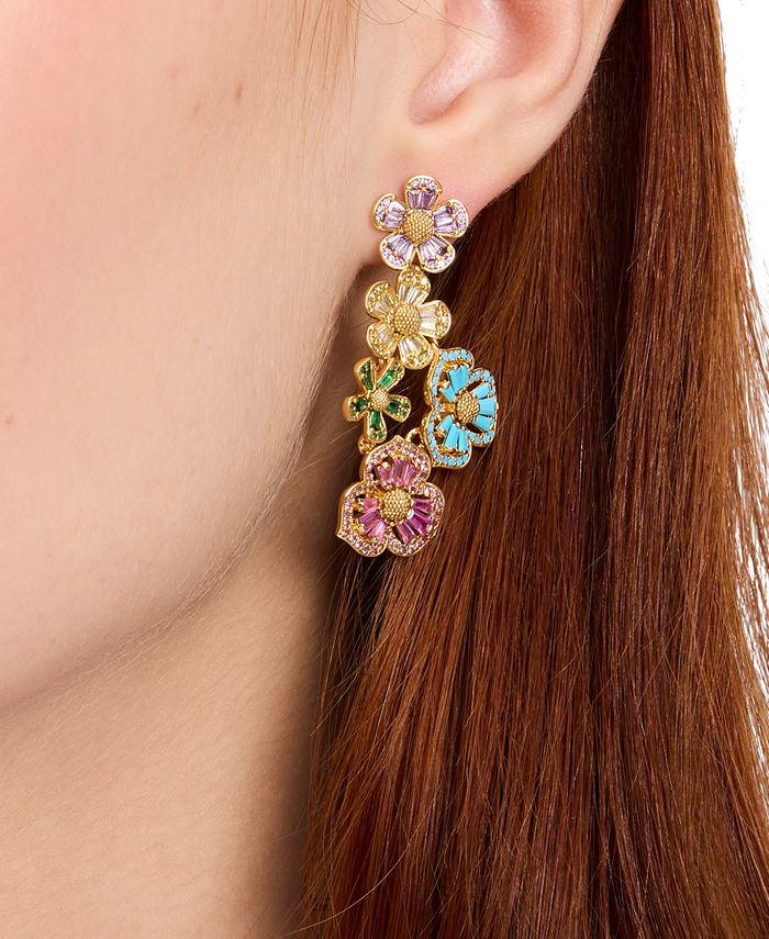 kate spade new york Gold-Tone Fleurette Cluster Drop Earrings - Macy's