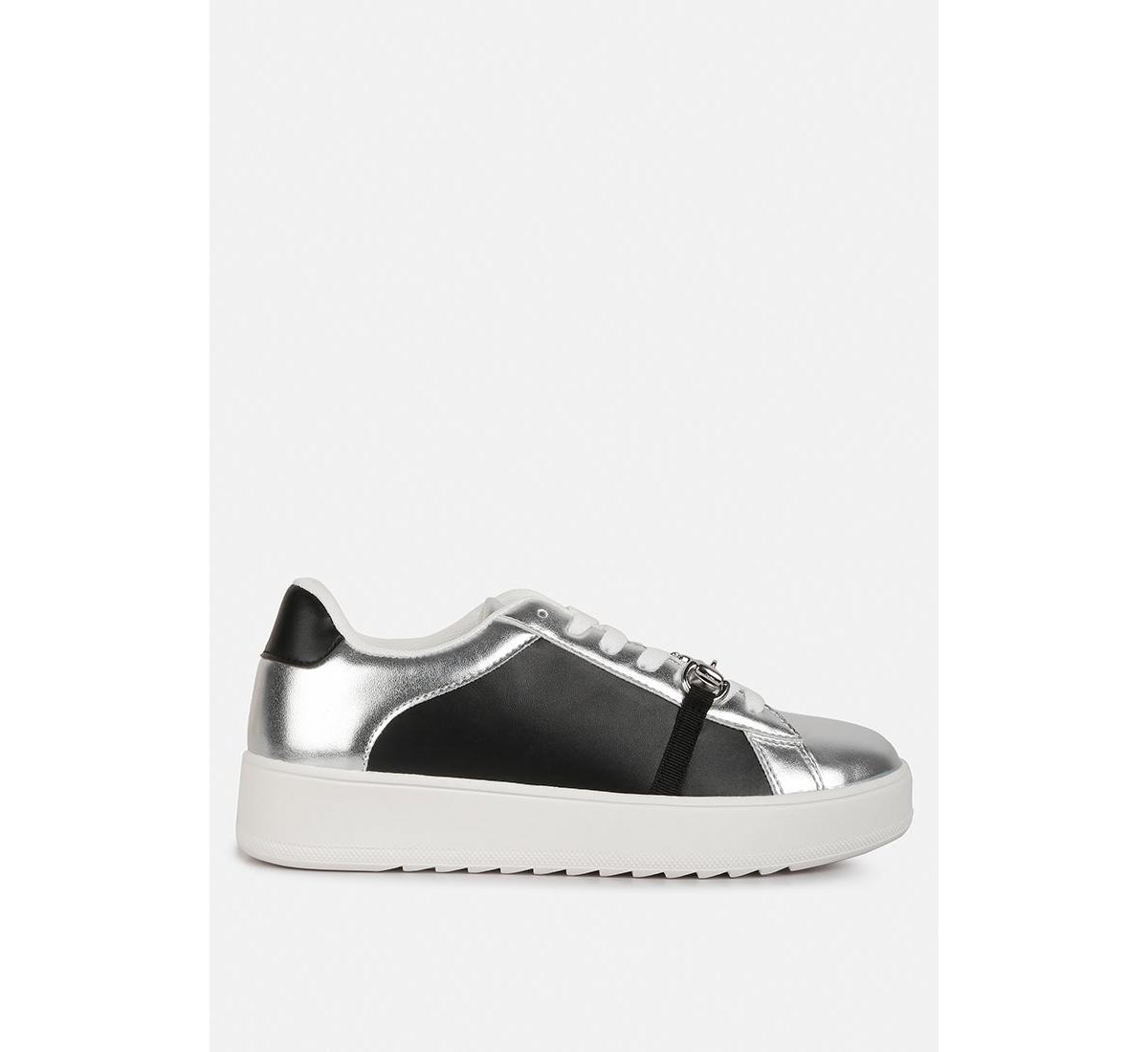 Click here for Women Nemo Contrasting Metallic Faux Leather Sneak... prices