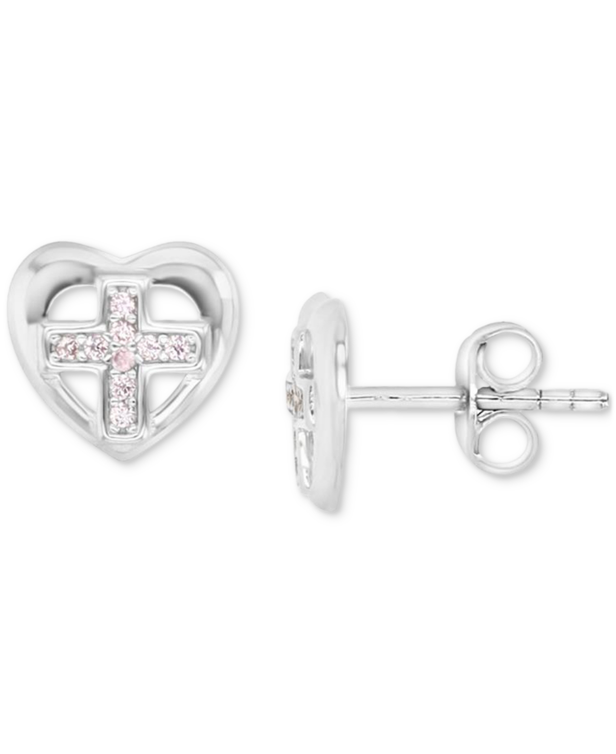 Click here for Cubic Zirconia Cross-in-Heart Openwork Stud Earrin... prices