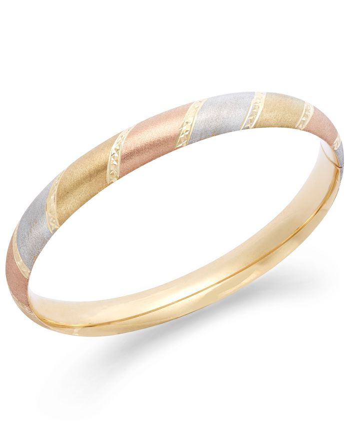 Italian Gold Tri-Tone Diamond-Cut Bangle Bracelet in 14k Gold - Macy's