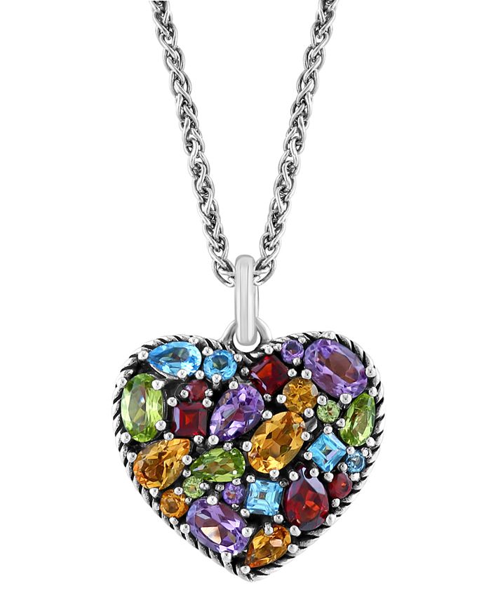EFFY Collection EFFY® Multi-Gemstone Mixed Cut Heart 18" Pendant ...